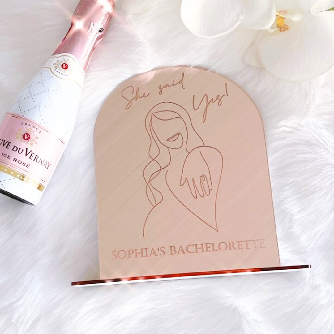 Line Art Engraved Acrylic Arch signs – Champagne Occasions