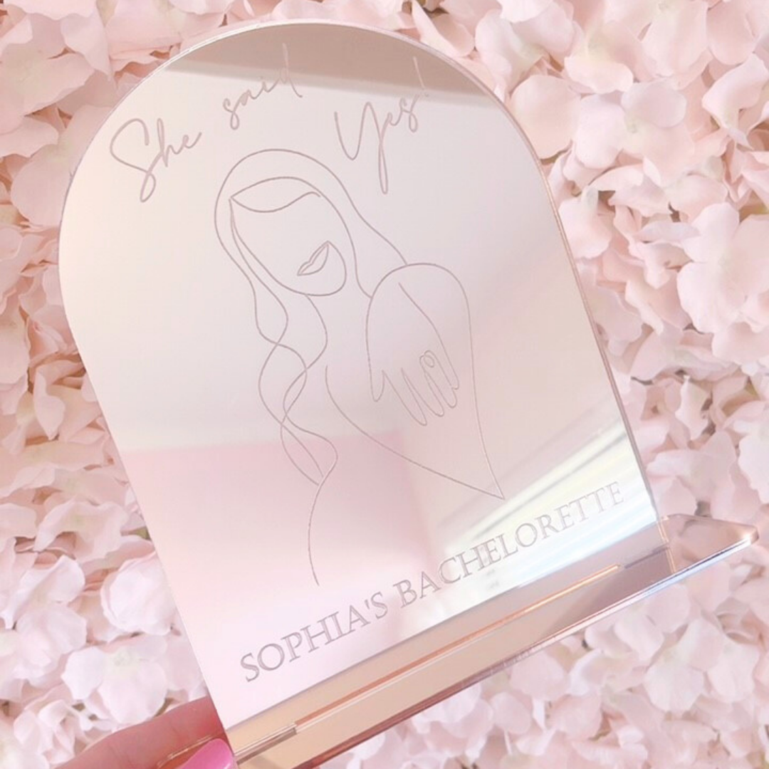 Line Art Engraved Acrylic Arch signs – Champagne Occasions