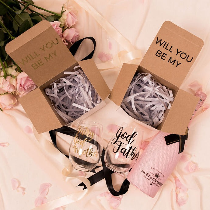 Godparent Proposal Box with Stemless Wine Glass – Champagne Occasions