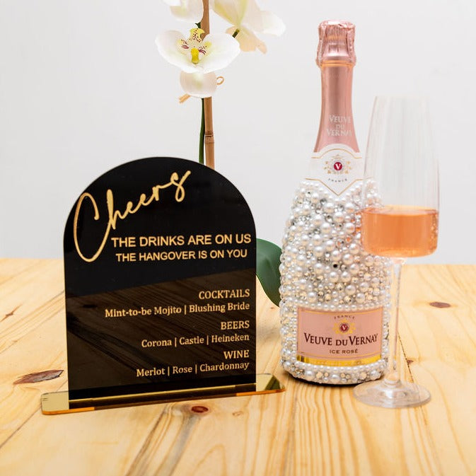 Bar Menu Acrylic Sign - Cheers Template – Champagne Occasions